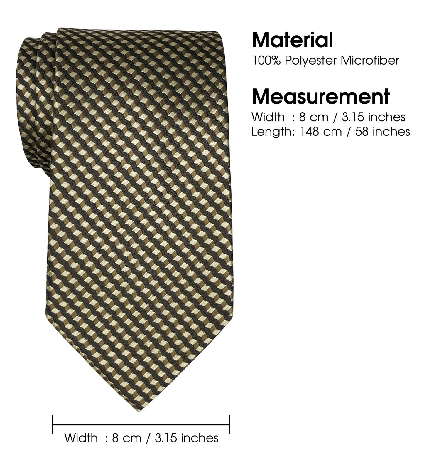 Retreez Wavy Zig Zag Stripe Pattern Woven Men's Tie - Brown
