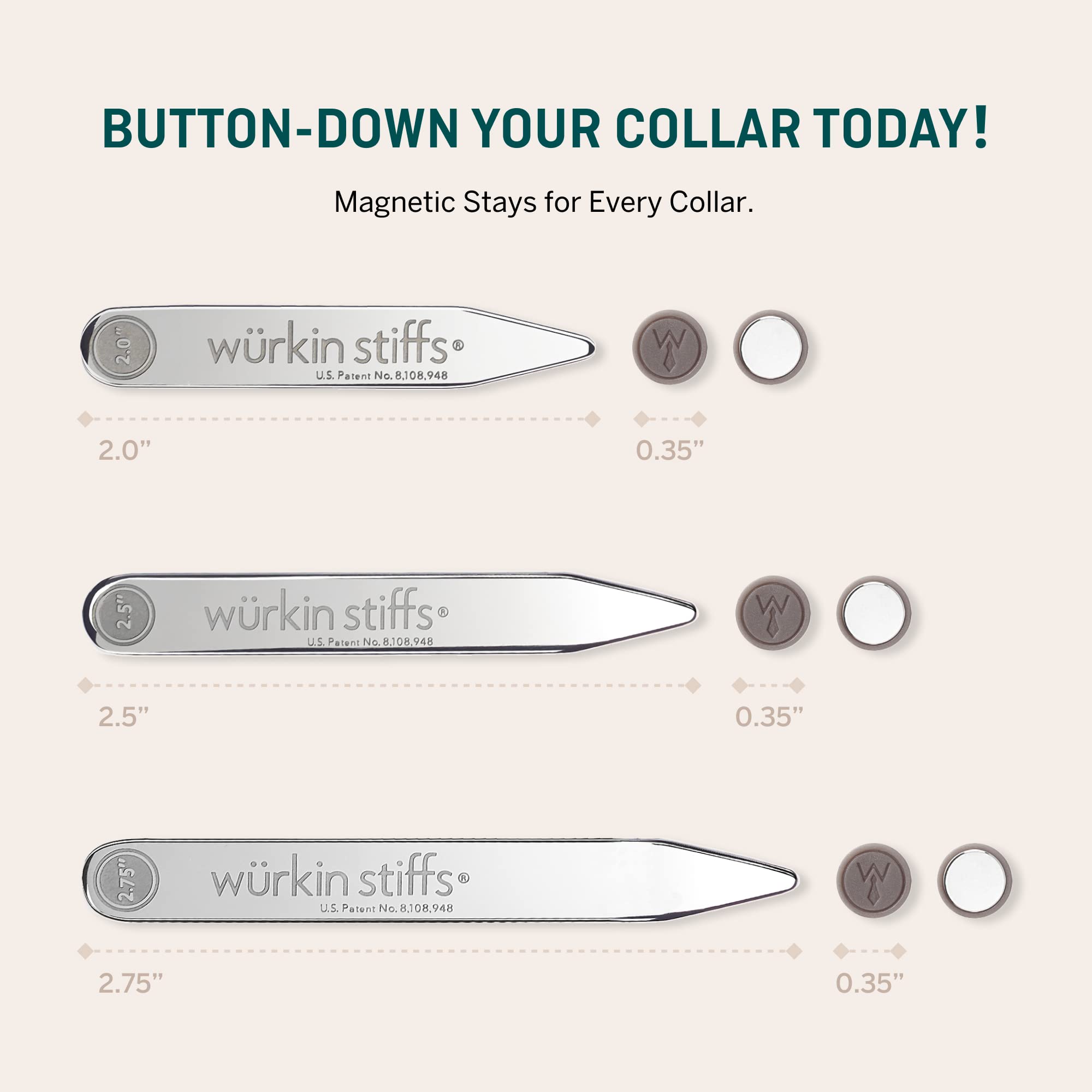 Würkin Stiffs Magnetic Collar Stays As Seen on Shark Tank | Includes 1 Pair of Power Stays with Storage Case