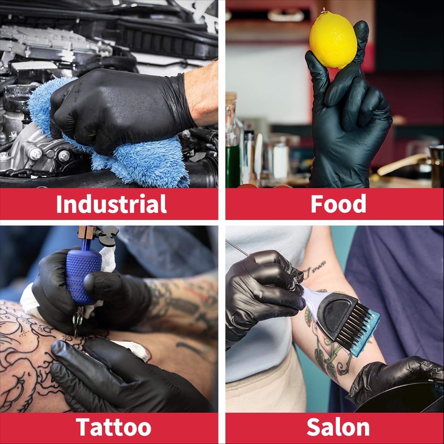 Supmedic Black Nitrile Exam Glove, 5 mil Powder-Free Latex-Free Disposable Medical Gloves, Case of 1000 Pcs (Large)