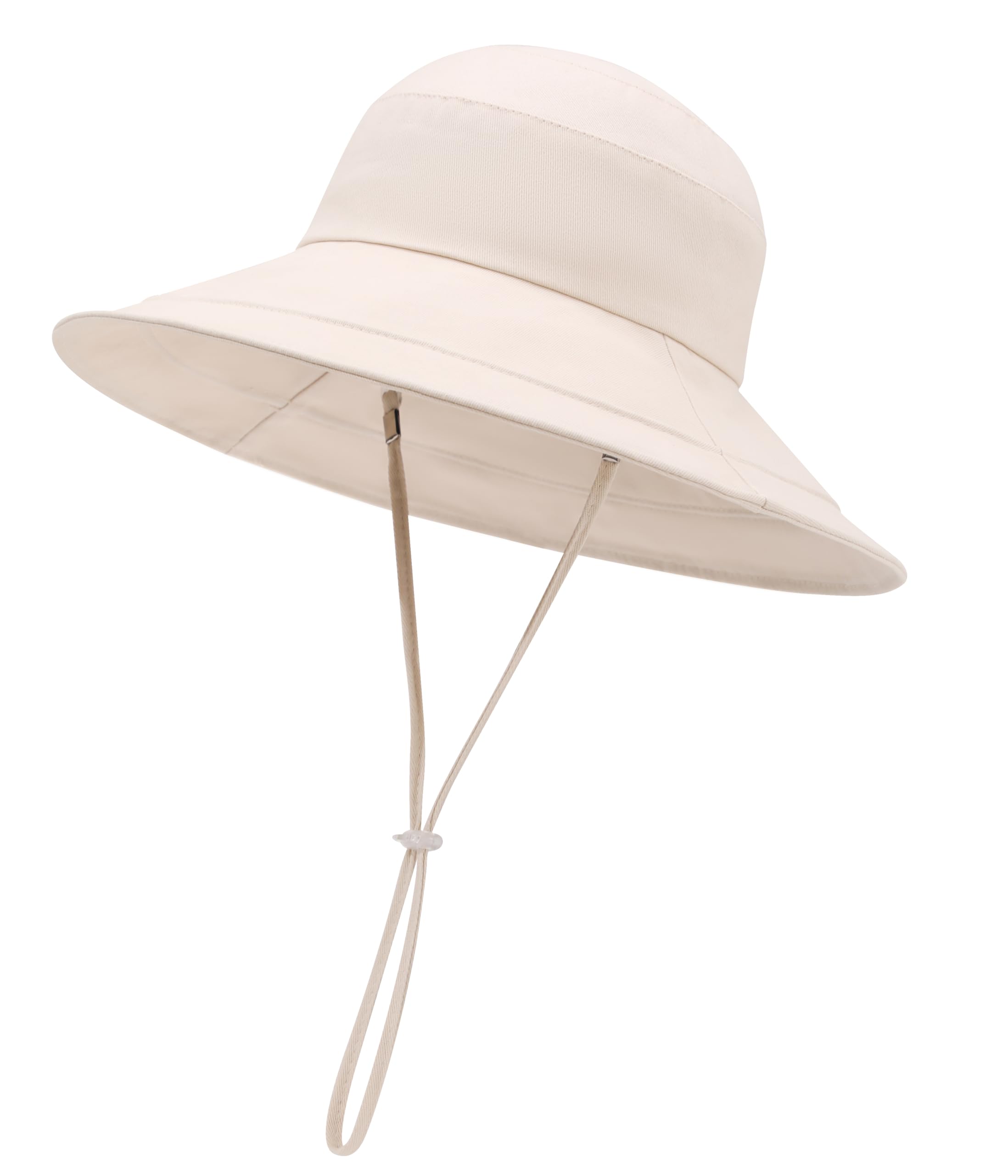Women Bucket Hat Summer Beach Sun Hats for Women UPF Woman Foldable Floppy Travel Packable UV Hat Cotton Wide Brim Hat (A-Beige)