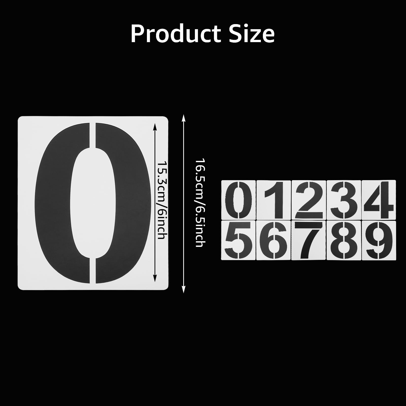 SHUESS 40 PCS 6 Inch Plastic Number Stencils Set, 0-9 Address Number Stencil Templates, Reusable Digital Painting Number Templates for Cake Stencil Number Painting Stencils Templates(with Tape)