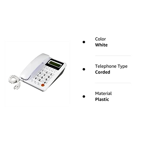 Upgraded Telephone Corded Phone Dual Interface Wired Telephone Big Button Landline Phones with Number Display Suitable for Office, Front Desk, Home, Hotel, Seniors (Black) (White)