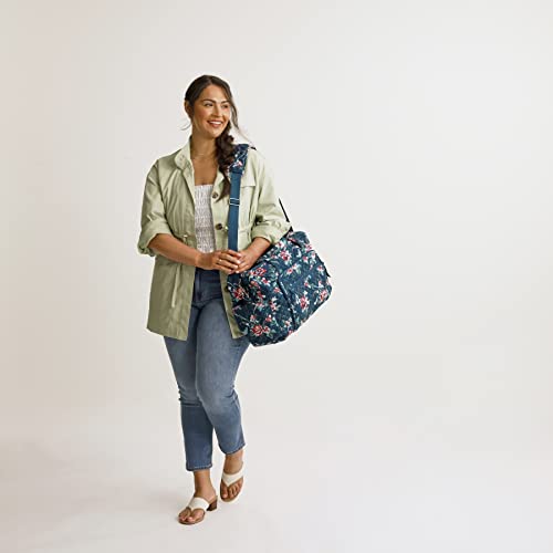Vera Bradley Cotton Grand Weekender Travel Bag, Fresh-Cut Floral Green