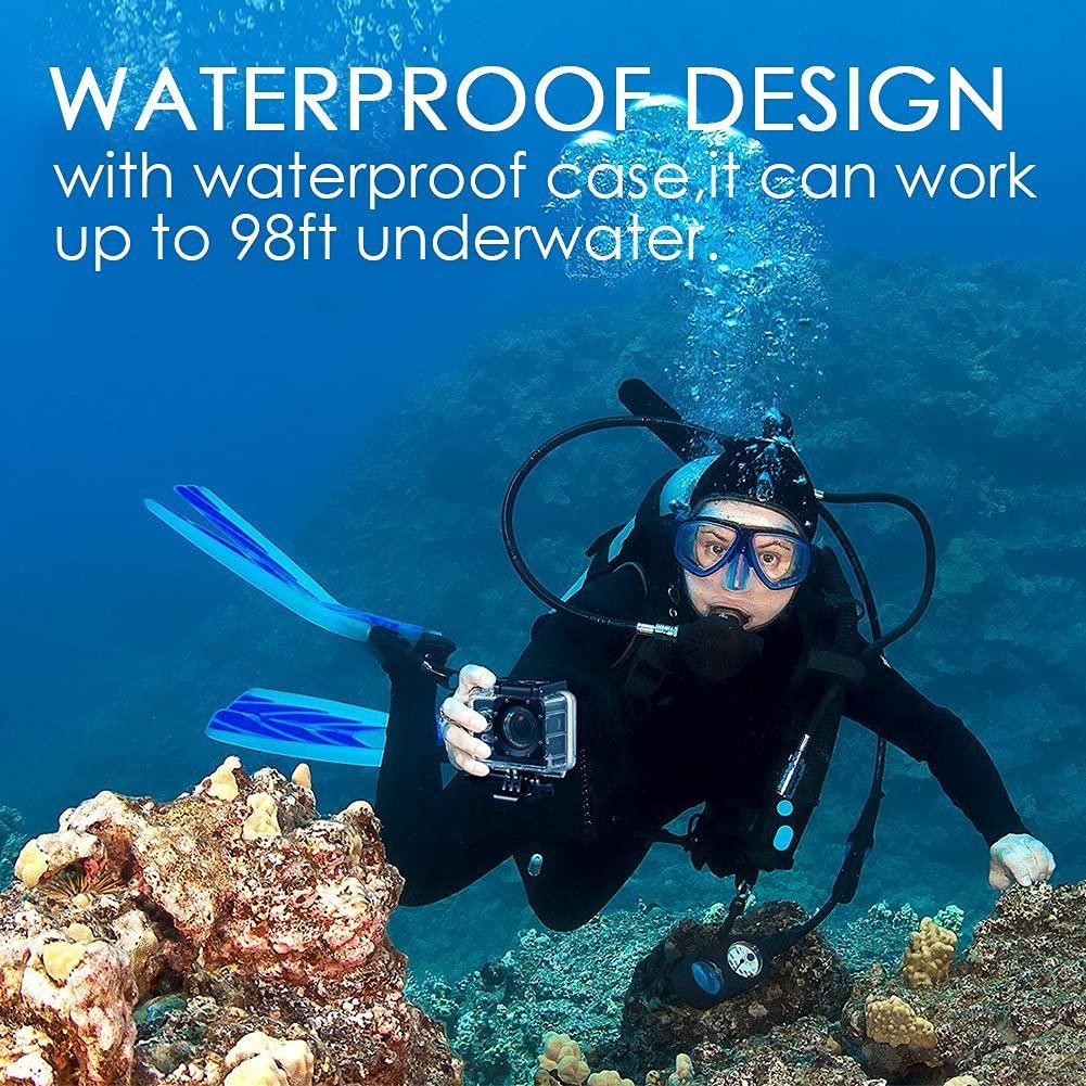 VVHOOY Waterproof Case Compatible with AKASO EK7000 EK5000/REMALI CaptureCam/Apexcam/Vemont/EKEN H9R/HLS/Jadfezy Action Camera Underwater Dive Housing Protective Case