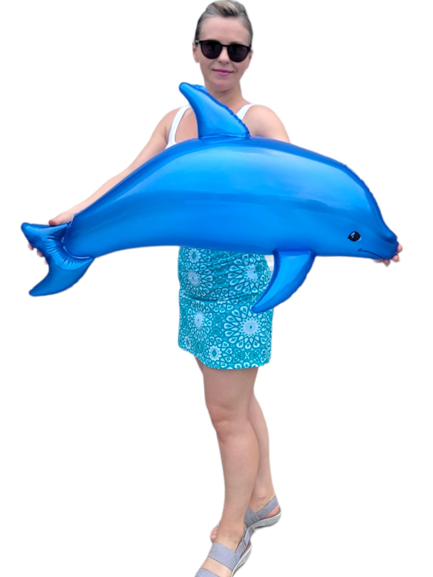 Zugar Land Huge 40'' Blue - 1 Pack Pearlized Dolphin INFLATE Inflatable Pool Toy Beach Poolside Aquatic Themed Decor Birthday Party Buffet Table Decoration (1 Pack), Pink or Blue