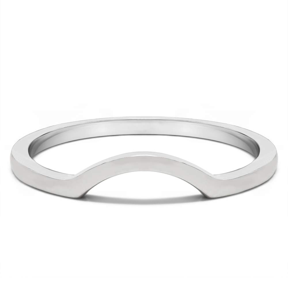 TwoBirch 18k White Gold Microplated East West Marquise Three Ring Bridal Set with Plain Contour Band and Tiara Prong Style Curved Ring (925 Silver, Size 7)