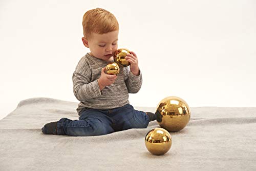 TickiT Sensory Reflective Balls - Gold - Set of 4 - Ages 0m+ - Mirrored Spheres for Babies and Toddlers - Calming Sensory Toy