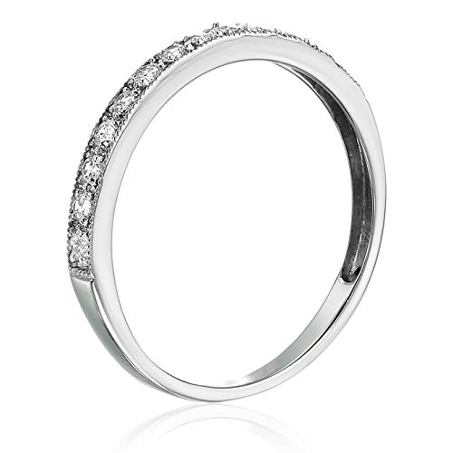 VIR JEWELS 1/5 carat (ctw) Diamond Wedding Anniversary Band for Women, Half Eternity Round Diamond Engagement Ring 14K White Gold Prong Set with Milgrain 0.20 cttw, Size 7
