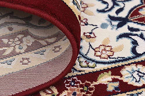 Unique Loom Narenj Collection Classic Traditional Textured Repeat Design Area Rug, 10' Round, Burgundy/Blue