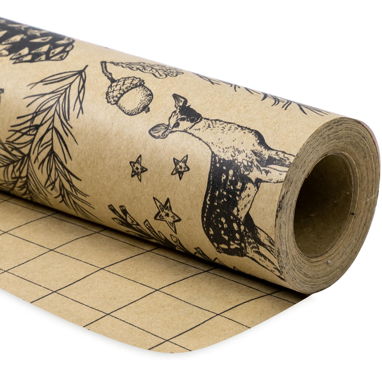 RUSPEPA Kraft Hanukkah Wrapping Paper Roll - Mini Roll - Menorah Design for Holiday Gift Wrap - 17 Inches X 32.8 Feet