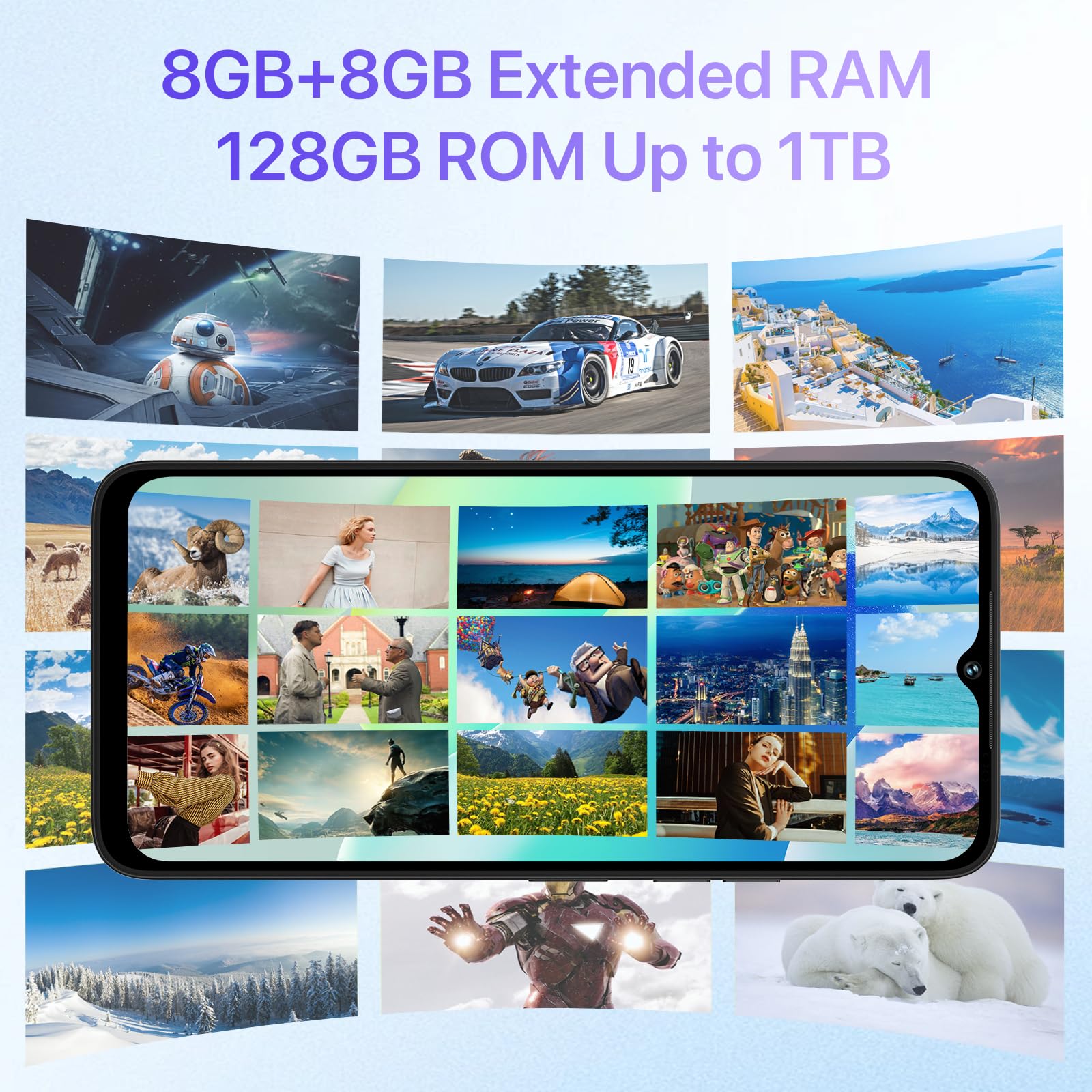 UMIDIGI Unlocked Cell Phone, G5 Unisoc T606 8+8GB +128GB Android 13 Smartphone Unlocked with 6.6" Full Screen, 50MP+2MP+8MP AI Triple Camera, 5000mAh Battery Fast Charging Mobile Phones,Black