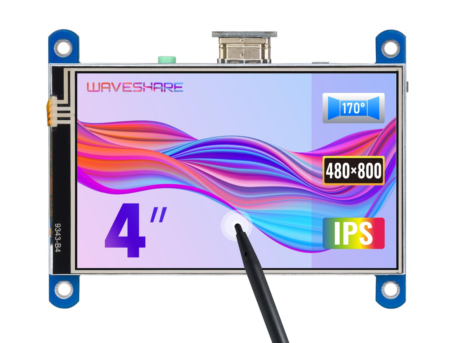 waveshare 4inch Resistive Touch Screen LCD Compatible with Raspberry Pi 4B/3B+/3A+/2B/B+/A+/Zero/Zero W/WH/Zero 2W CM3+/4 480×800 Resolution HDMI IPS Supports Windows