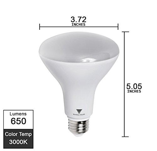 Triangle Bulbs (Pack Of 4) 8-Watt (65-Watt) BR30 LED Flood Light Bulb, Dimmable, UL Listed, Energy star certified,