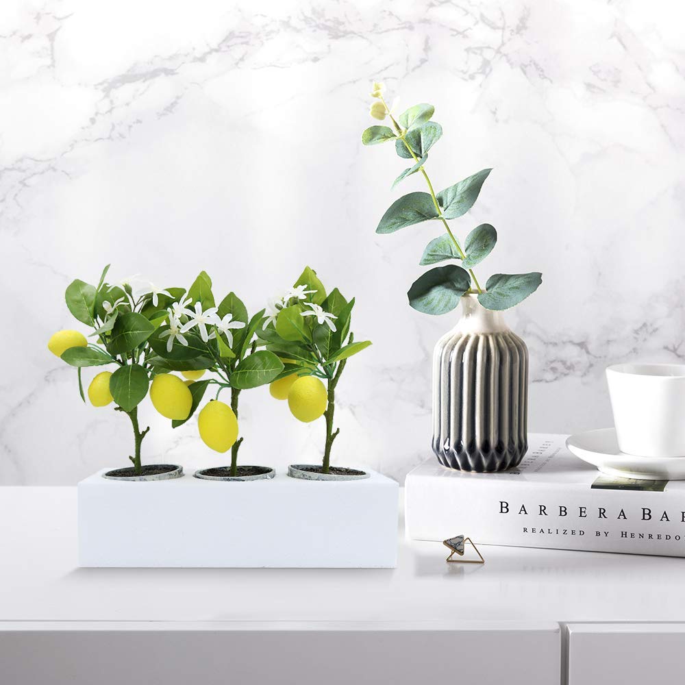 XiaZ Artificial Lemon Tree Plant Topiary, Potted Fake Plants Flower Home Party Garden Decoration
