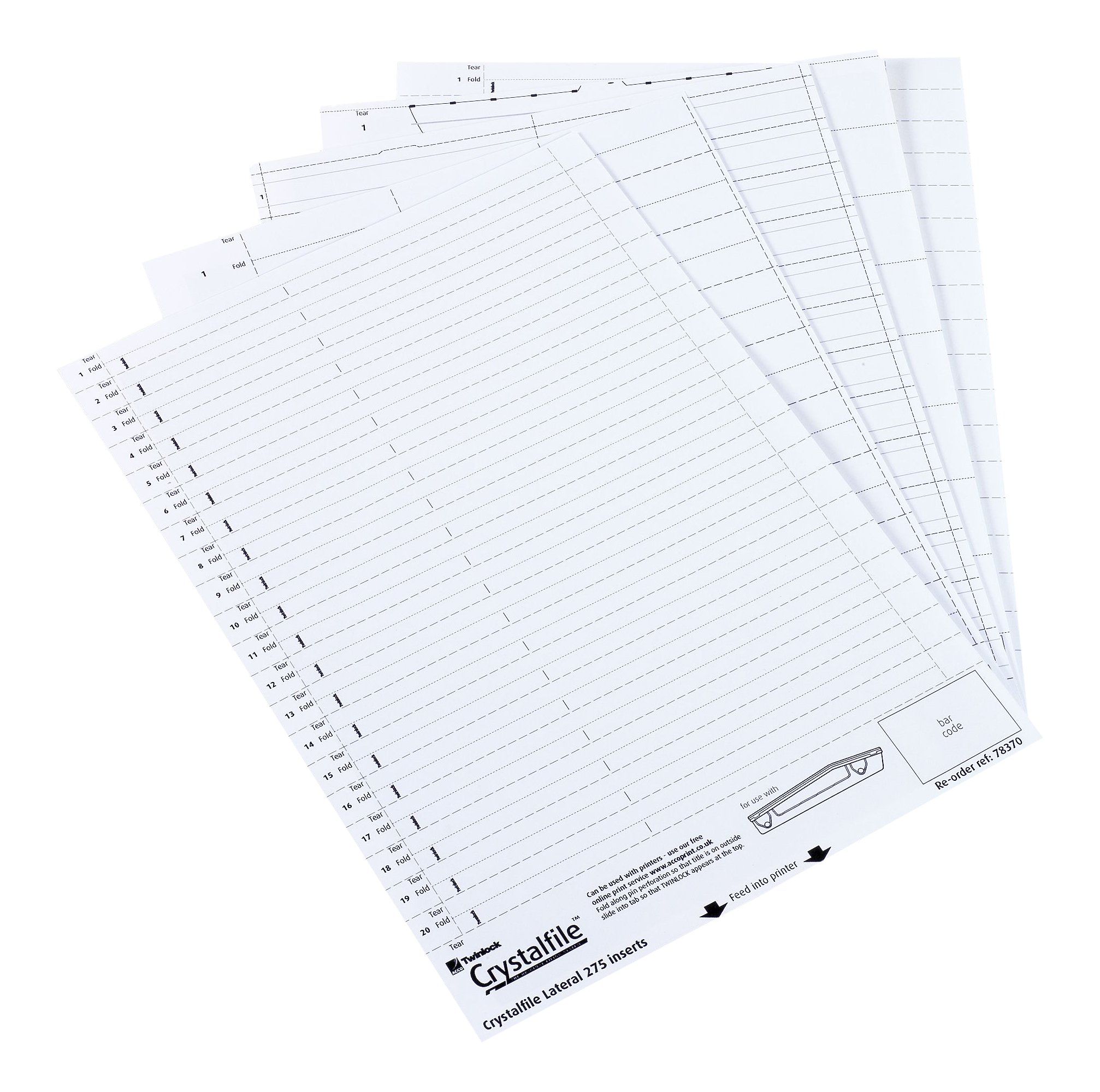 Rexel Printable Inserts for Rexel Crystalfile Classic Suspension Files with Crystal Link tabs, White, Pack of 45, 3000039