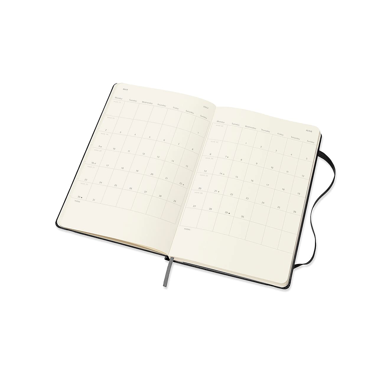 Moleskine Classic 12 Month 2022 Weekly Horizontal Planner, Hard Cover, Large (5" x 8.25"), Black