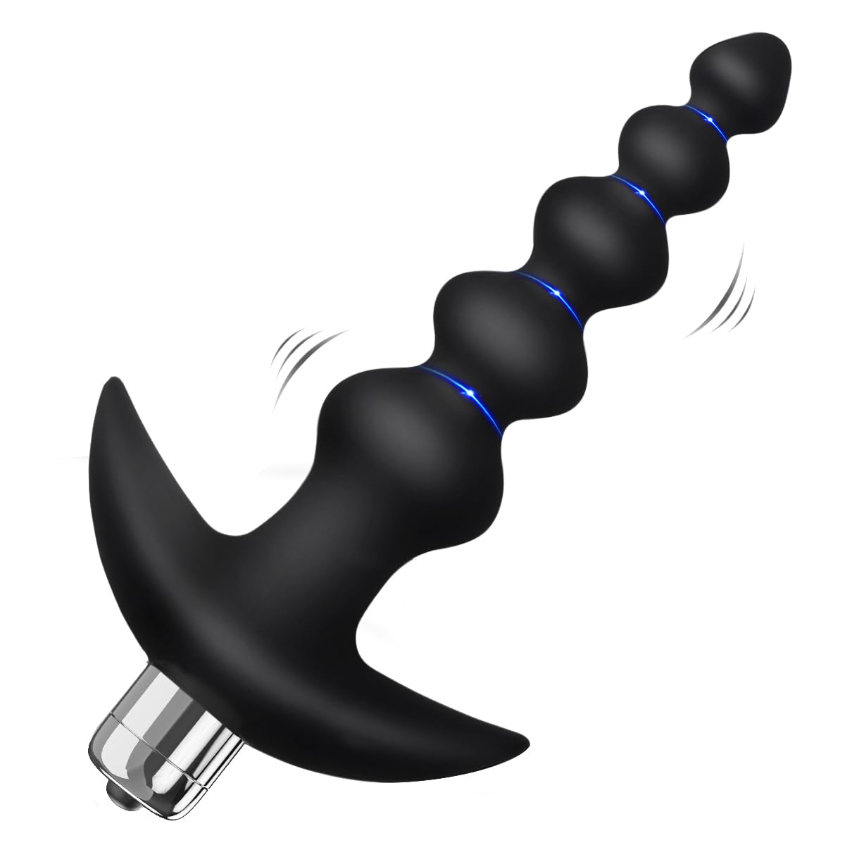 Vibrating Anal Beads Butt Plug - YOSPOSS Flexible Silicone 16 Vibration Modes Graduated Design Anal Sex Toy Waterproof Bullet Vibrator for Men, Women and Couples