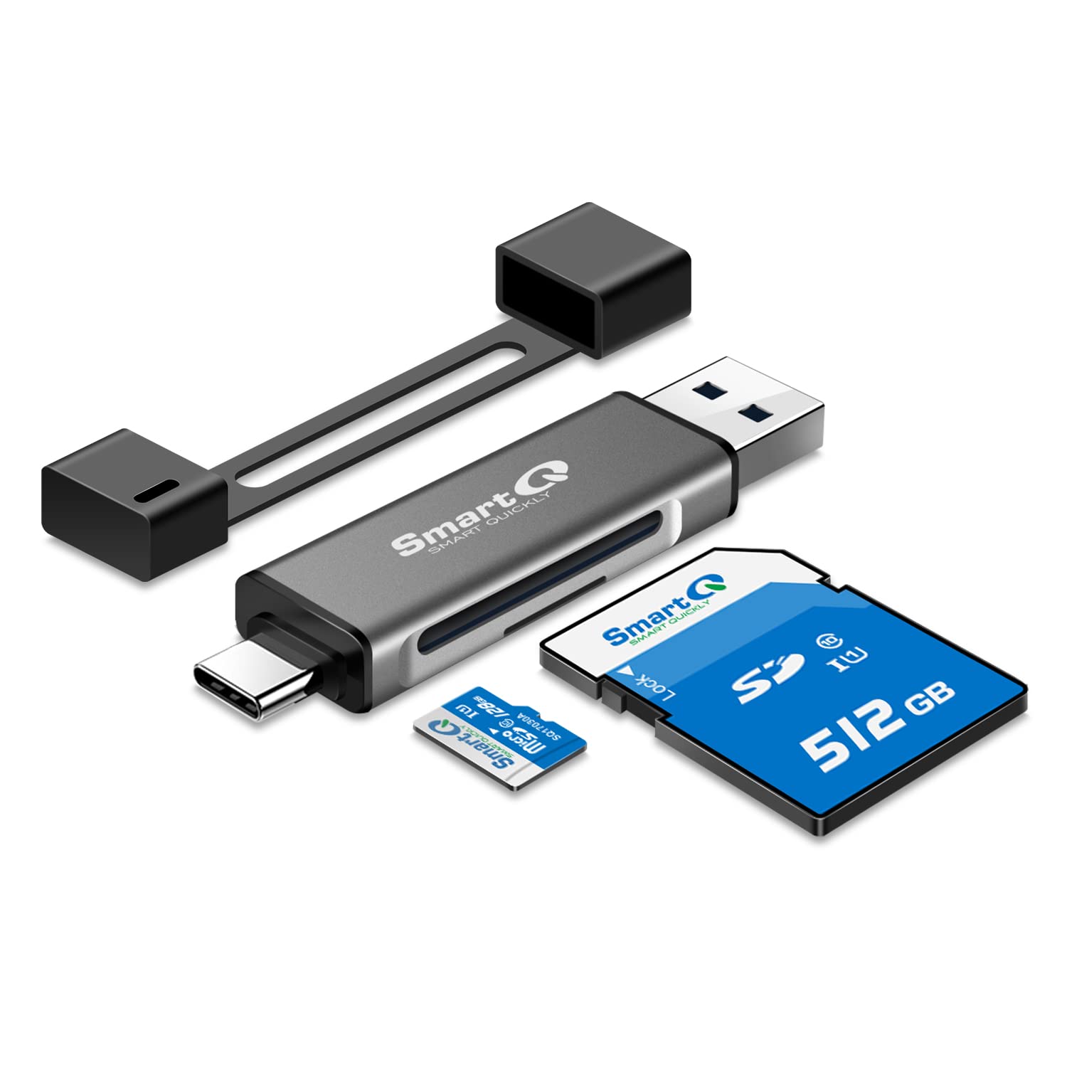 SmartQ C350 USB C sd Card Reader and USB 3.0 Super Speed Memory Card / OTG Adapter for MicroSDXC and SDXC, SDHC, SD Cards, Works for Windows, Mac OS X, Android Devices