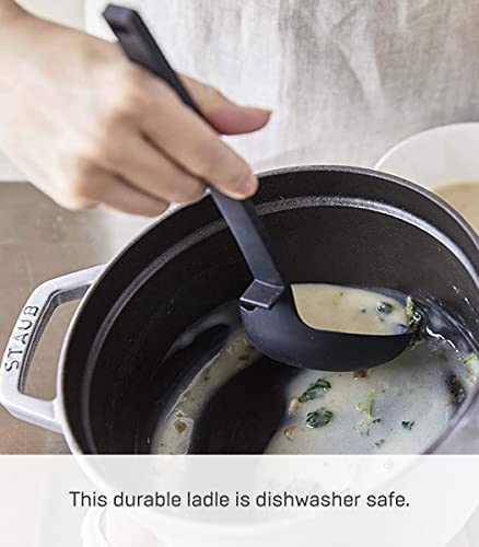 Yamazaki Home Tower Silicone Ladle - Ladle - Silicone, Black