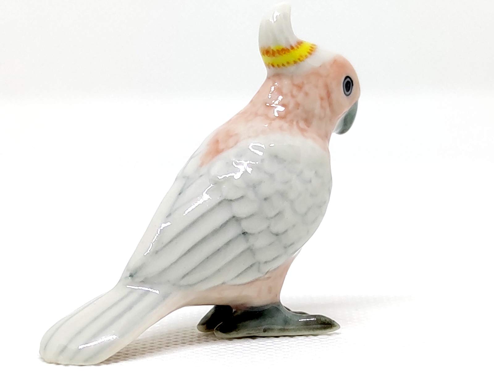 SSJSHOP Cockatoo Micro Tiny Dollhouse Figurines Hand Painted Ceramic Animals Bird Collectible Gift Home Garden Decor (Cockatoo)