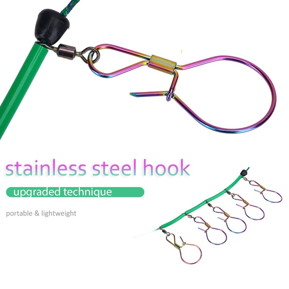 VGEBY 16ft Heavy Duty Fishing Stringer Fish Lock 5 Hook Snaps Stainless Steel Ropes Fishing Tools and Accessories Fish Stringer Heavy Duty Fish Stringer Fish Stringers