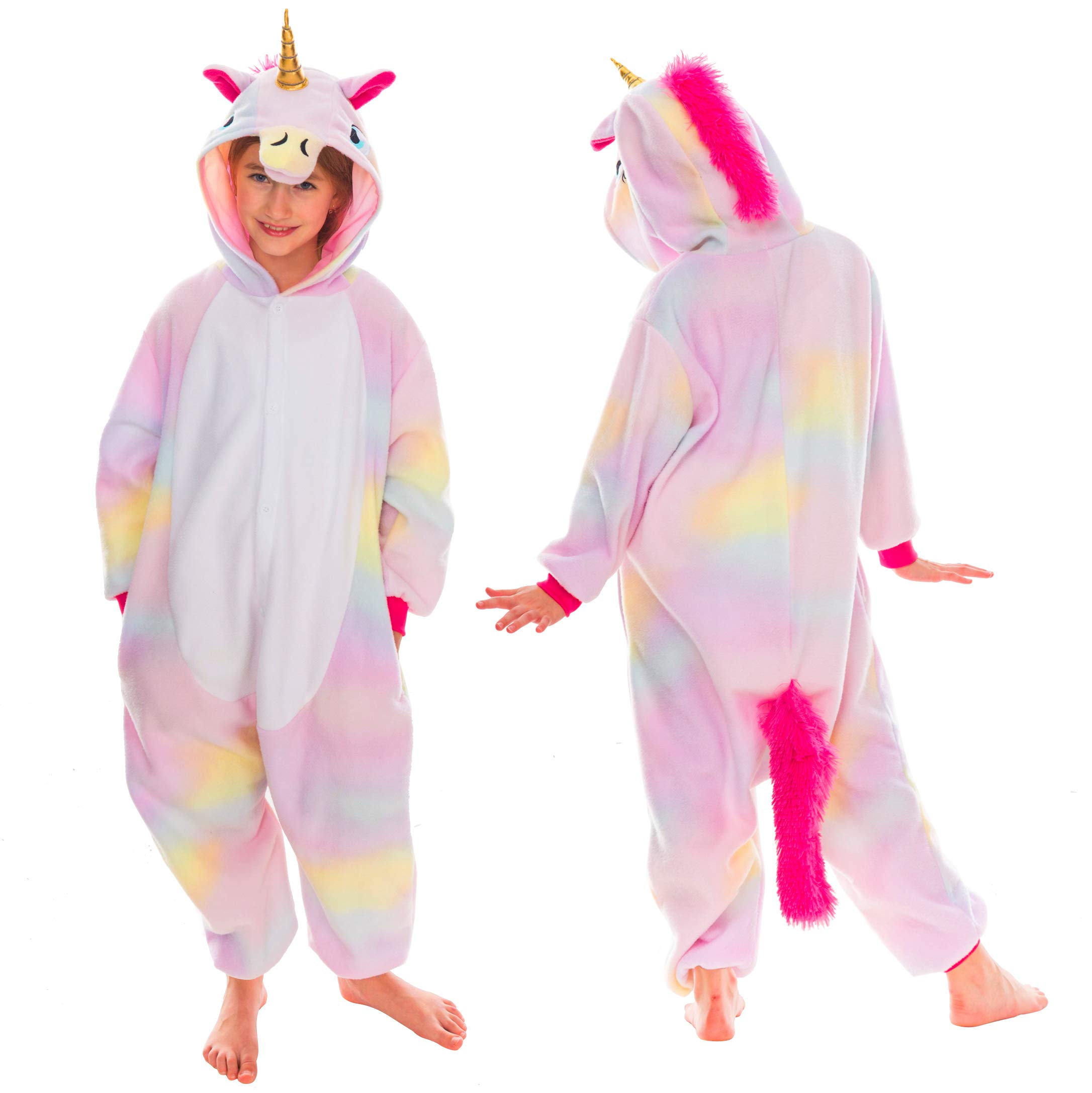 Spooktacular Creations Unisex Child Pajama Plush jumpsuit One Piece Unicorn Animal Costume (4-6 yr)