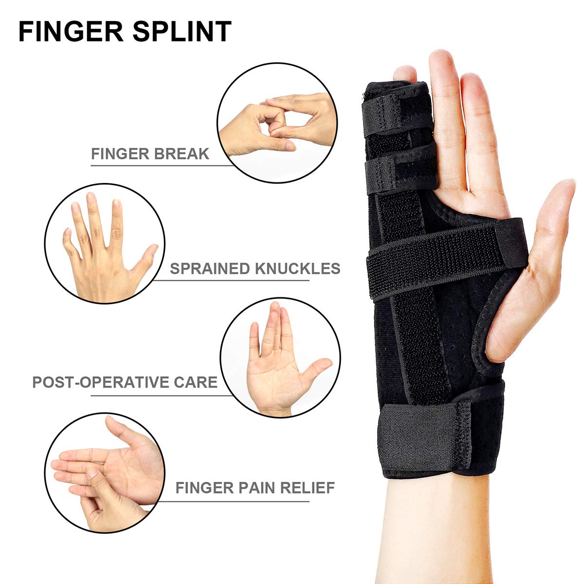 Ultrafun Two Finger Splint Medical Grade Boxer Finger Brace Support Immobilizer Cast for Broken Fingers, Injuries, Arthritis, Trigger Finger, Tendonitis and Pain Relief (Two Fingers-L/XL)