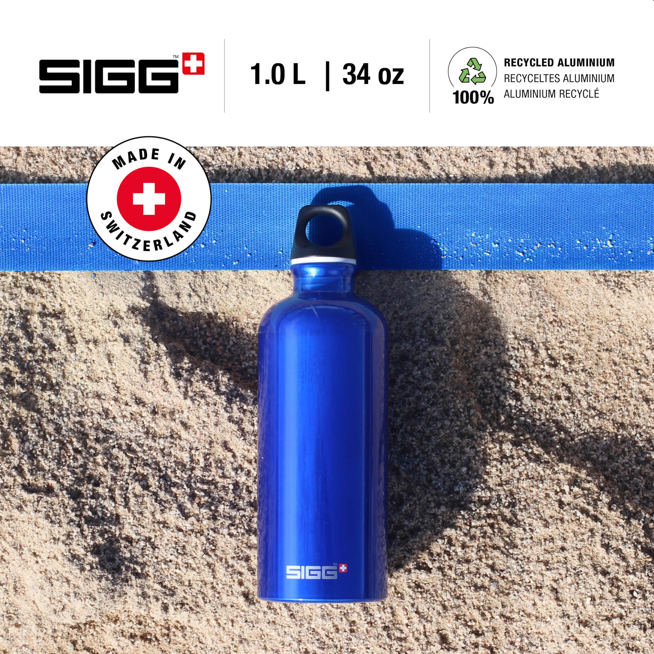 SIGG - Aluminum Water Bottle - Traveller Blue - Climate Neutral Certified - Suitable For Carbonated Beverages - Leakproof & Lightweight - BPA Free - 34 oz