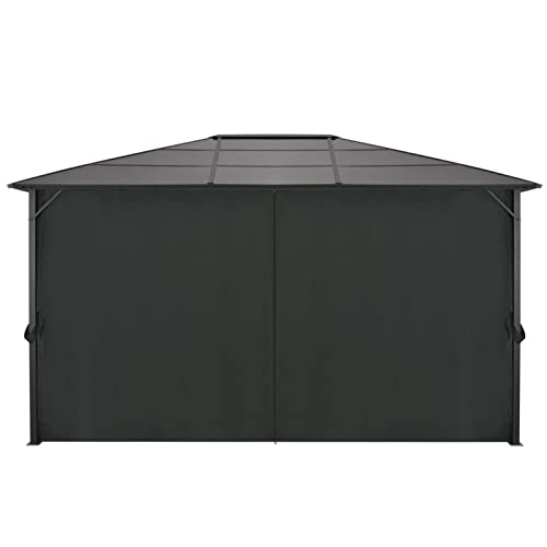 Tidyard Gazebo with Curtain Aluminum 13.1'x9.8'x8.5' Black for Patio Outdoor, Wedding, BBQ, Camping, Lawn