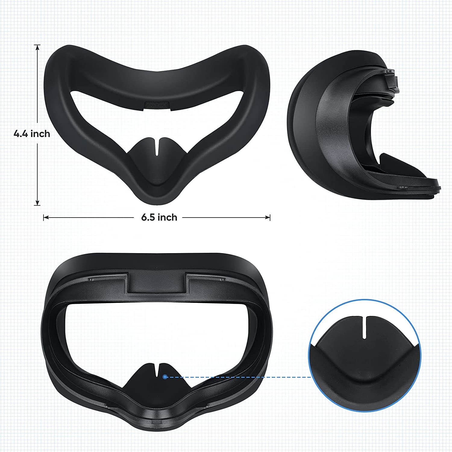 VR Silicone Face Cover, Face Mask for Oculus Quest 2 Headset Accessories, Keep Original Stock Facial Interface Clean, Dry, Soft & Lightproof, Bundled with Lens Protection Cover