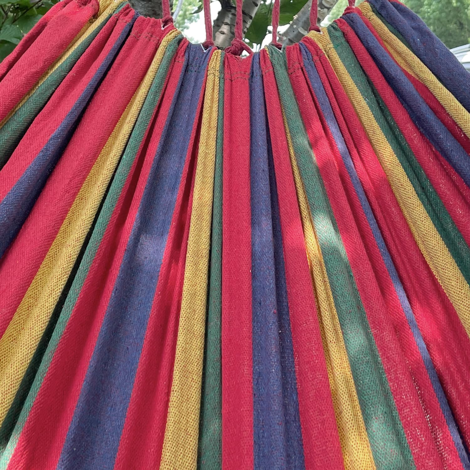 Sutekus Single or Double Hammock Outdoor Camping Hammock Two Person Portable Hammock with Rope and Carrying Pouch (Rainbow Stripe)