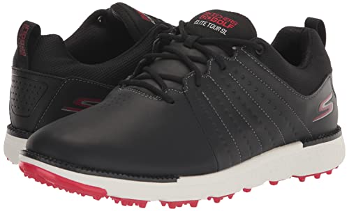 Skechers mens Elite Tour Sl Waterproof Golf Shoe, Black/Red, 13 US