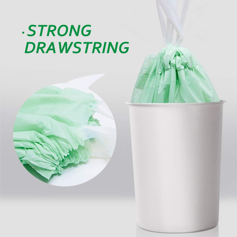 WRAPOK 100% Compostable Drawstring Kitchen Trash Bag Biodegradable ASTM D6400 Disposable Food Waste Bags, 4 Gallon, 30 Count