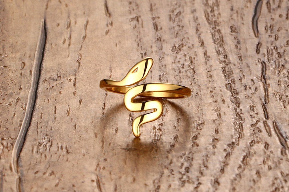 Ximi Jewelry Stainless Steel Fashion Snake Rings for Womens,Gold Plated,Size6-8 (8)