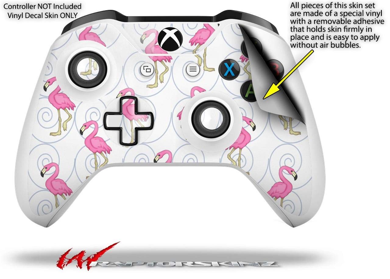 WraptorSkinz Decal Vinyl Skin Wrap compatible with XBOX One S/X Controller - Flamingos on White (CONTROLLER NOT INCLUDED)