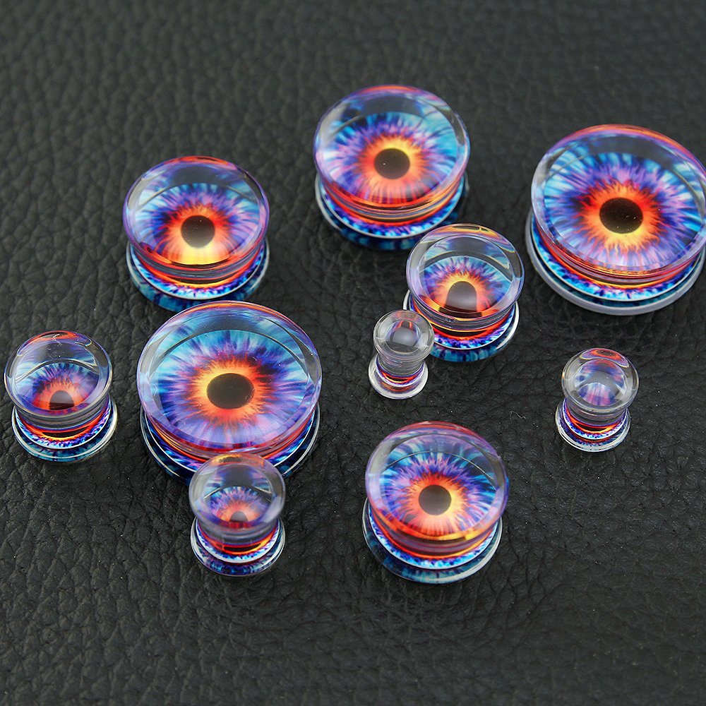 ZS Acrylic Transparent Purple Eyeball Fashion Ear Plugs Tunnel Expander Gauges Piercing (Gauge=00g(10mm))