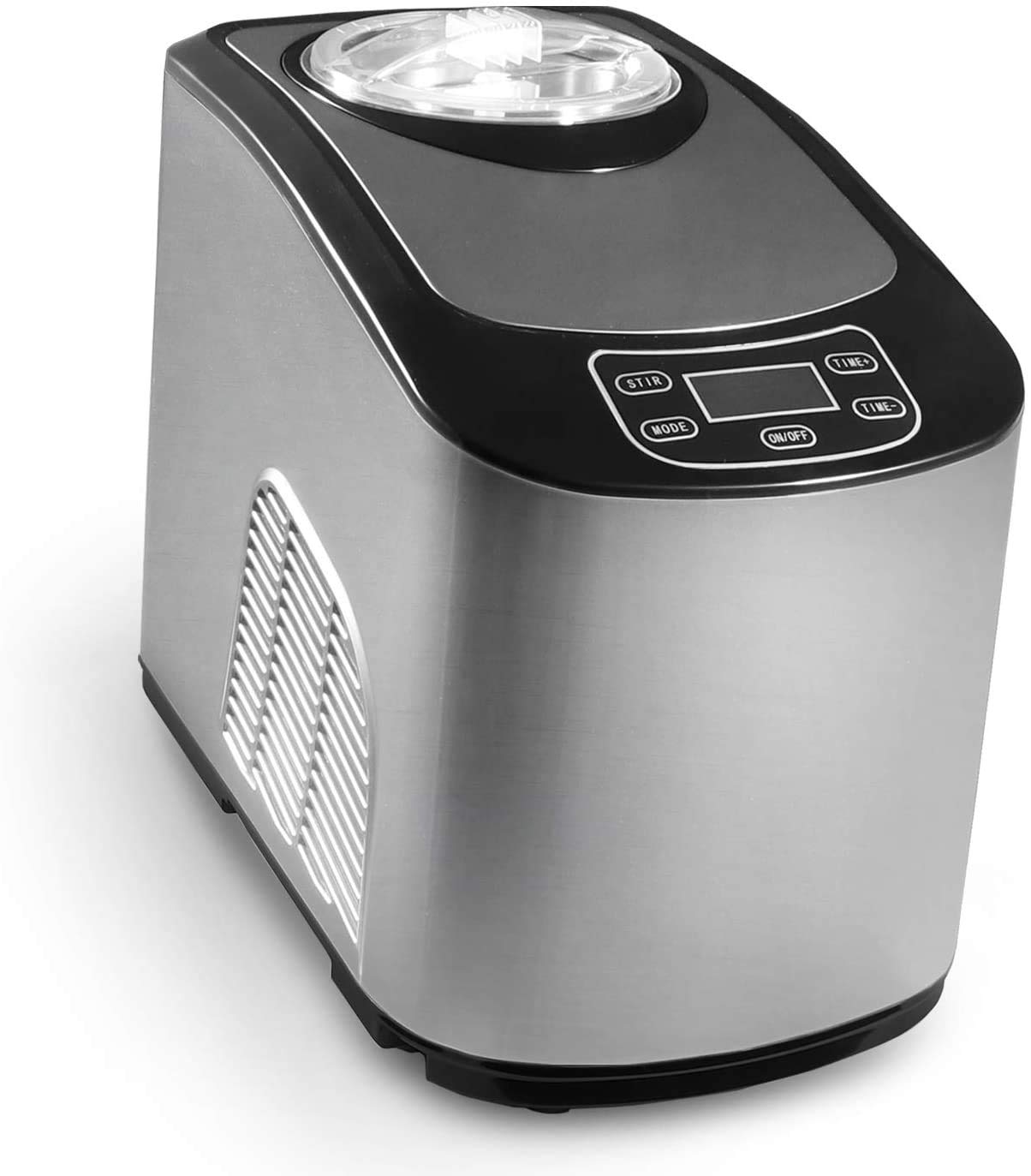 WATOOR Compressor Ice Cream Maker with Ice Cream Scoop, Countdown Timer, LCD Display Screen, A Recipe Booklet, No Pre-freezing, 1.4 Quart, Gray