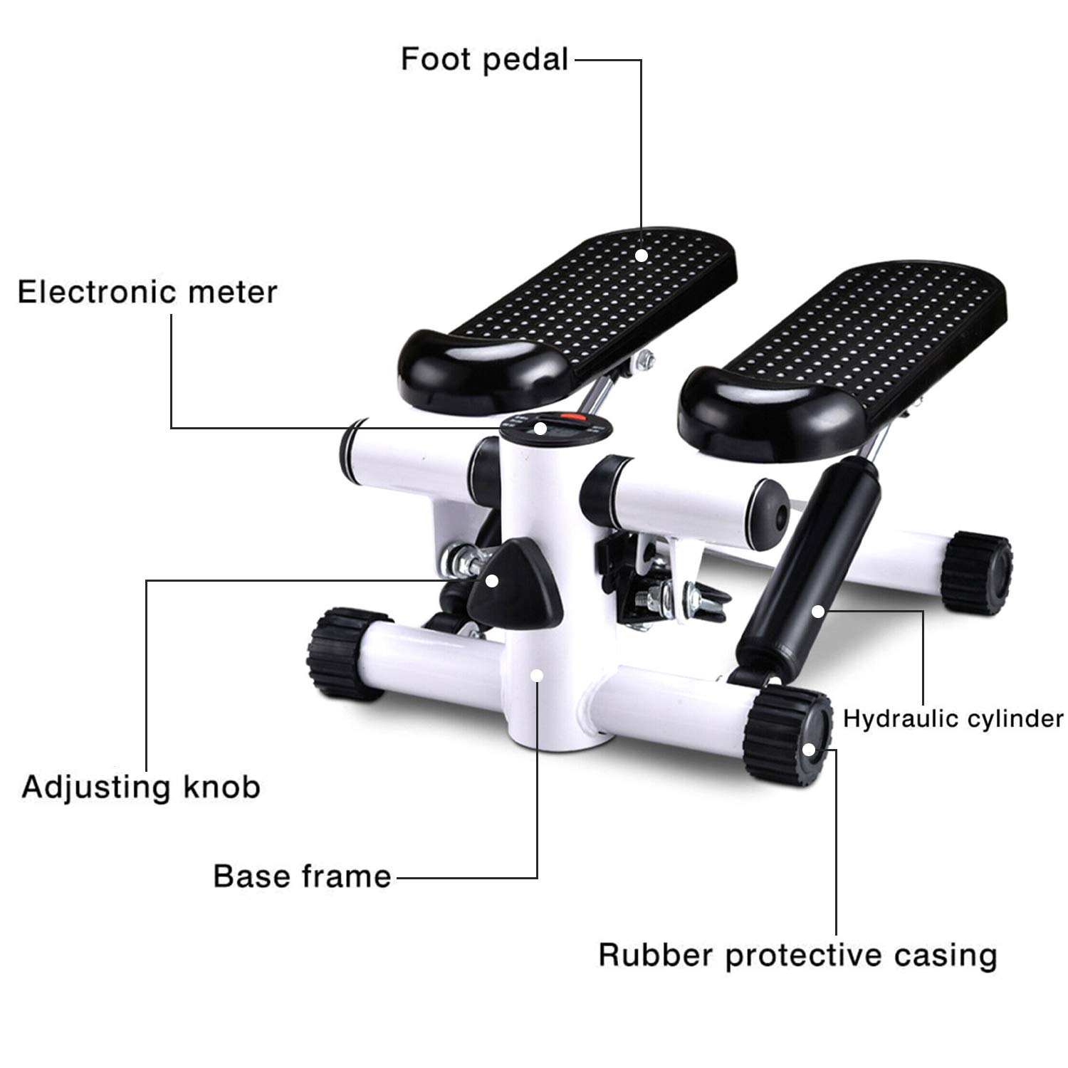 SuxiDi Mini Adjustable Stepper Air Climber Step Fitness Exercise Machine with Resistance Band and LCD Display