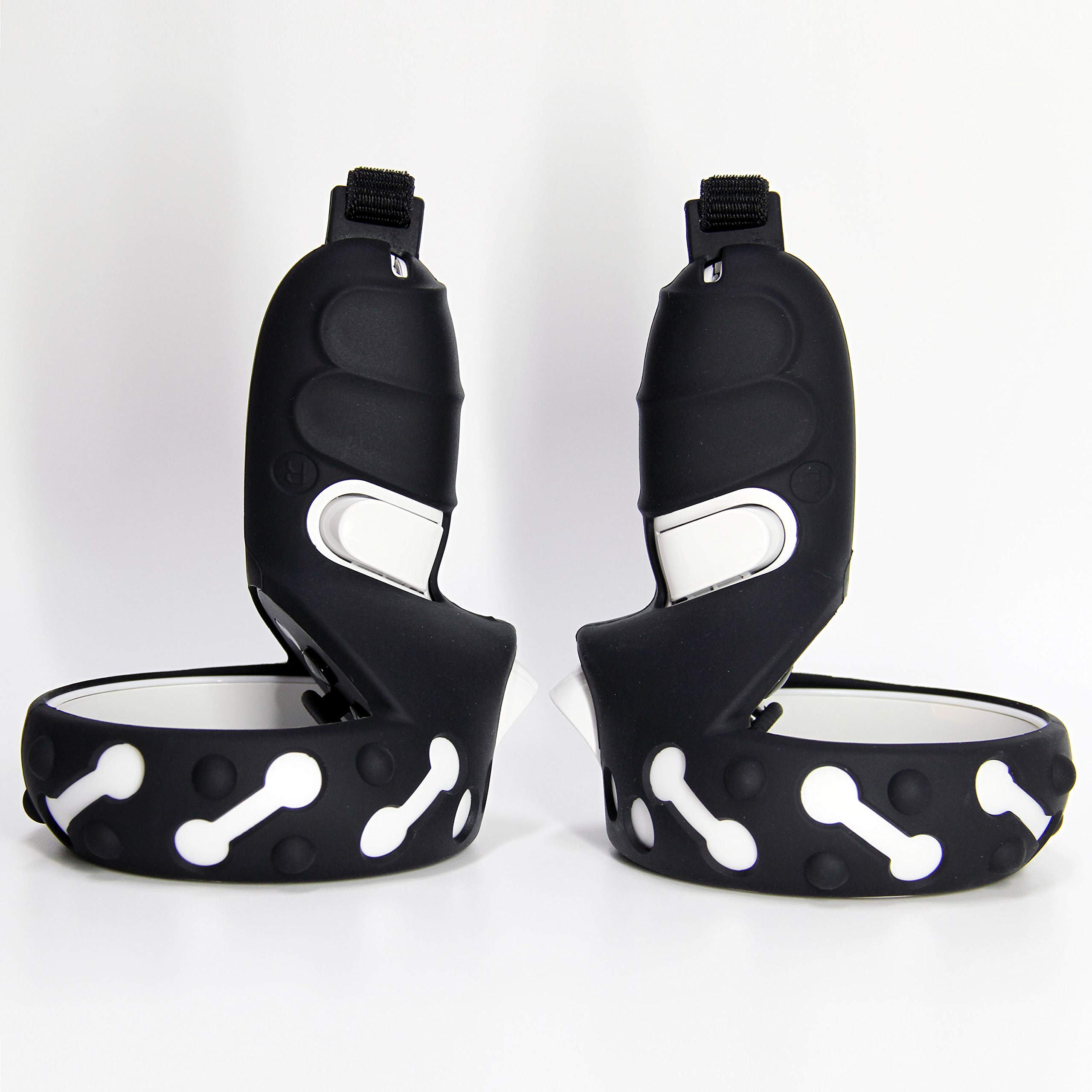 VRbrother Controller Grip Cover for Oculus Quest 2,Polka dot Design Protect The Controllers from Being Dropped and Bumped,Hand Strap Adjustable Wrist Knuckle Strapstrap,VR Accessories,Black