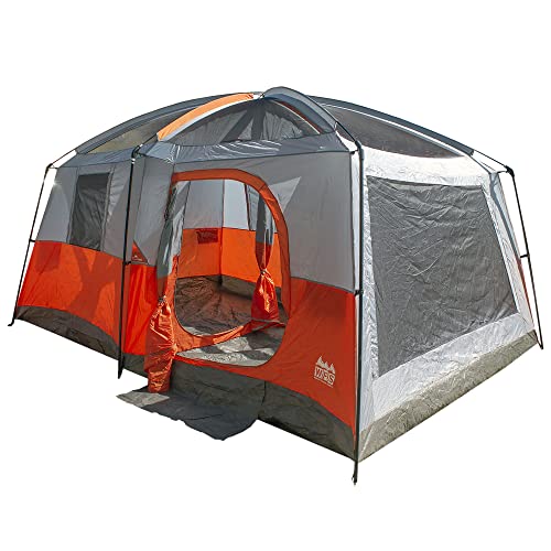 WFS 8-Person 2-Room Cabin Camping Tent with Rain Fly, Orange