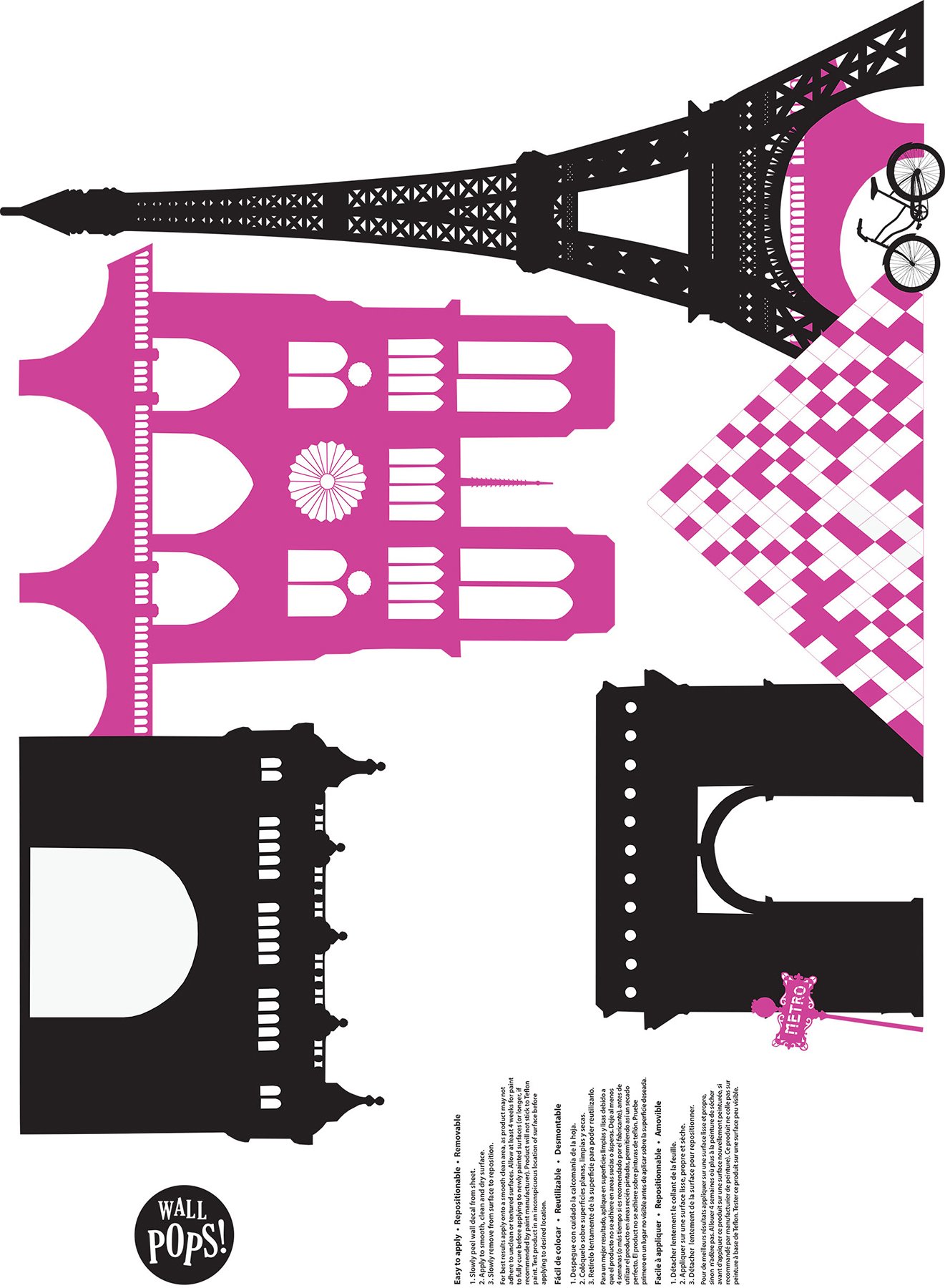 WallPops DWPK2428 Springtime in Paris Wall Art Kit, Black