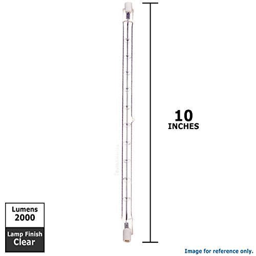 Satco S3106 1500 Watt 30000 Lumens T3 Halogen Double Ended R7S Base 240 Volt Clear 254mm Light Bulb, Dimmable