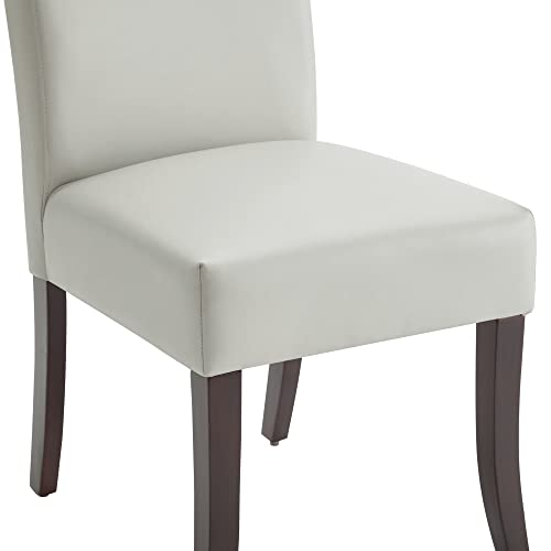 Watson & Whitely Upholstered Kitchen & Dining Room Chairs with High Back, Faux Leather Dining Chairs with Solid Wood Legs, Set of 2, Light Grey