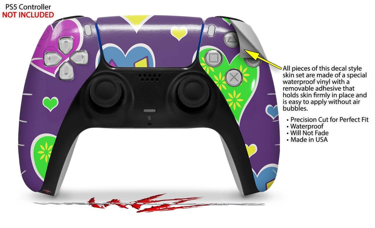 WraptorSkinz Skin Wrap compatible with Sony PS5 DualSense Controller Crazy Hearts (CONTROLLER NOT INCLUDED)