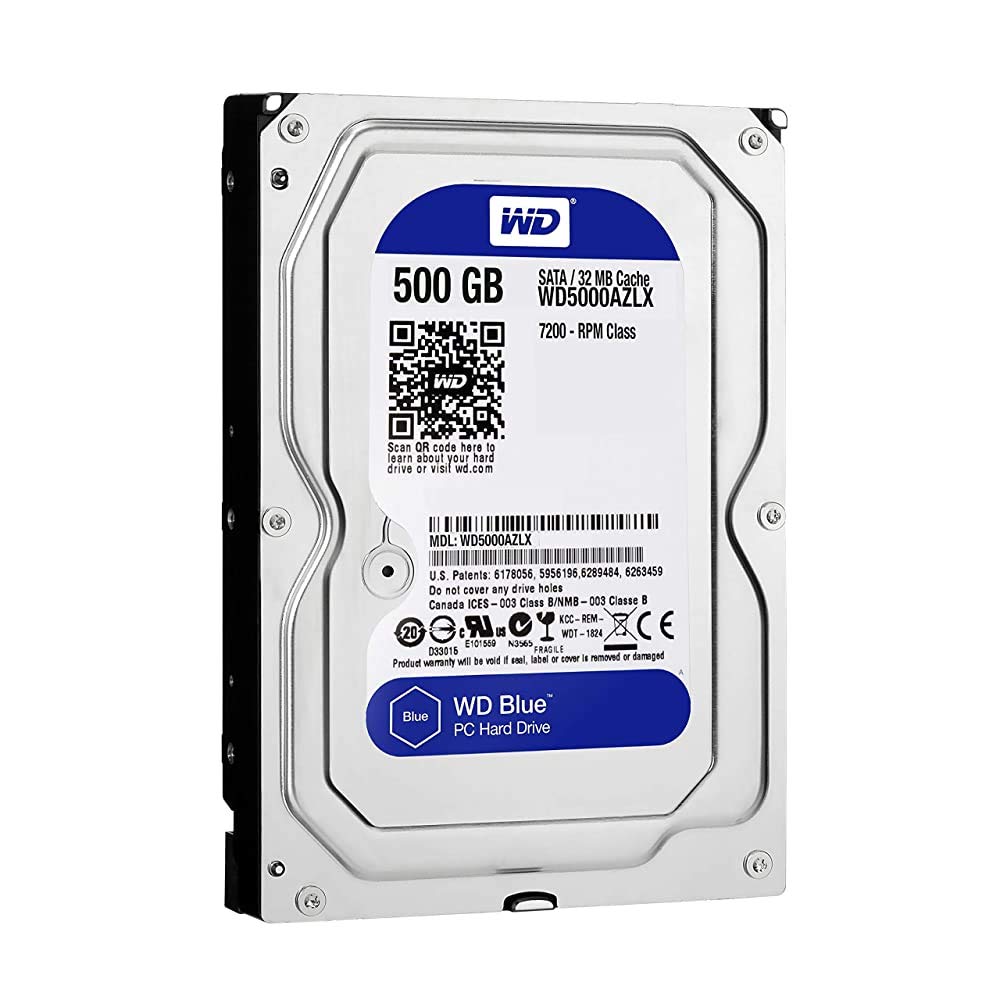 WD Blue 500GB Desktop Hard Disk Drive - 7200 RPM Class SATA 6Gb/s 32MB Cache 3.5 Inch - WD5000AZLX (Renewed)
