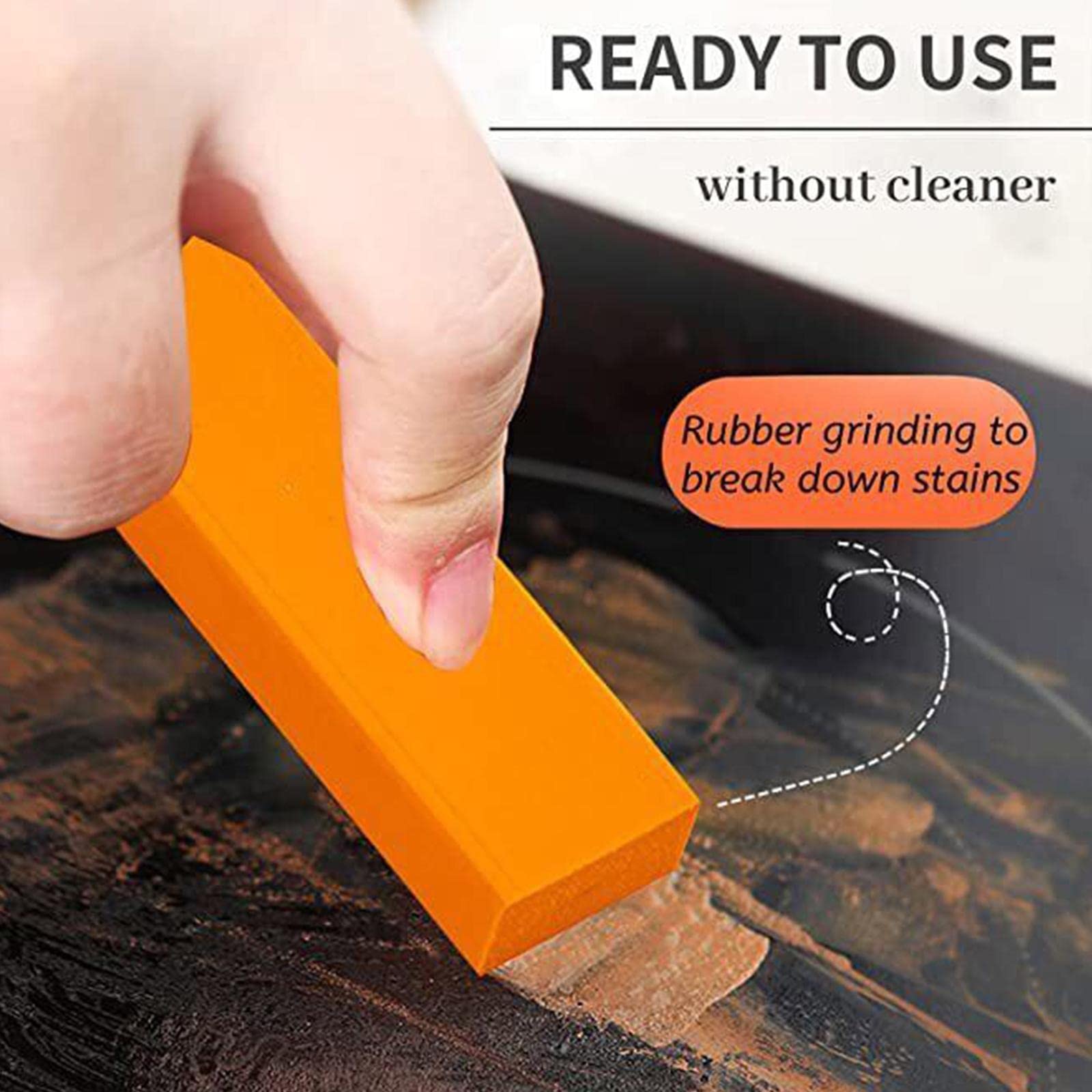 Stainless Steel Decontamination Artifact Eraser,3/5/10pcs Stainless Steel Stain Remover Eraser,Magic Rubber Rust Cleaning Eraser for Home Kitchen, Orange, 5pcs