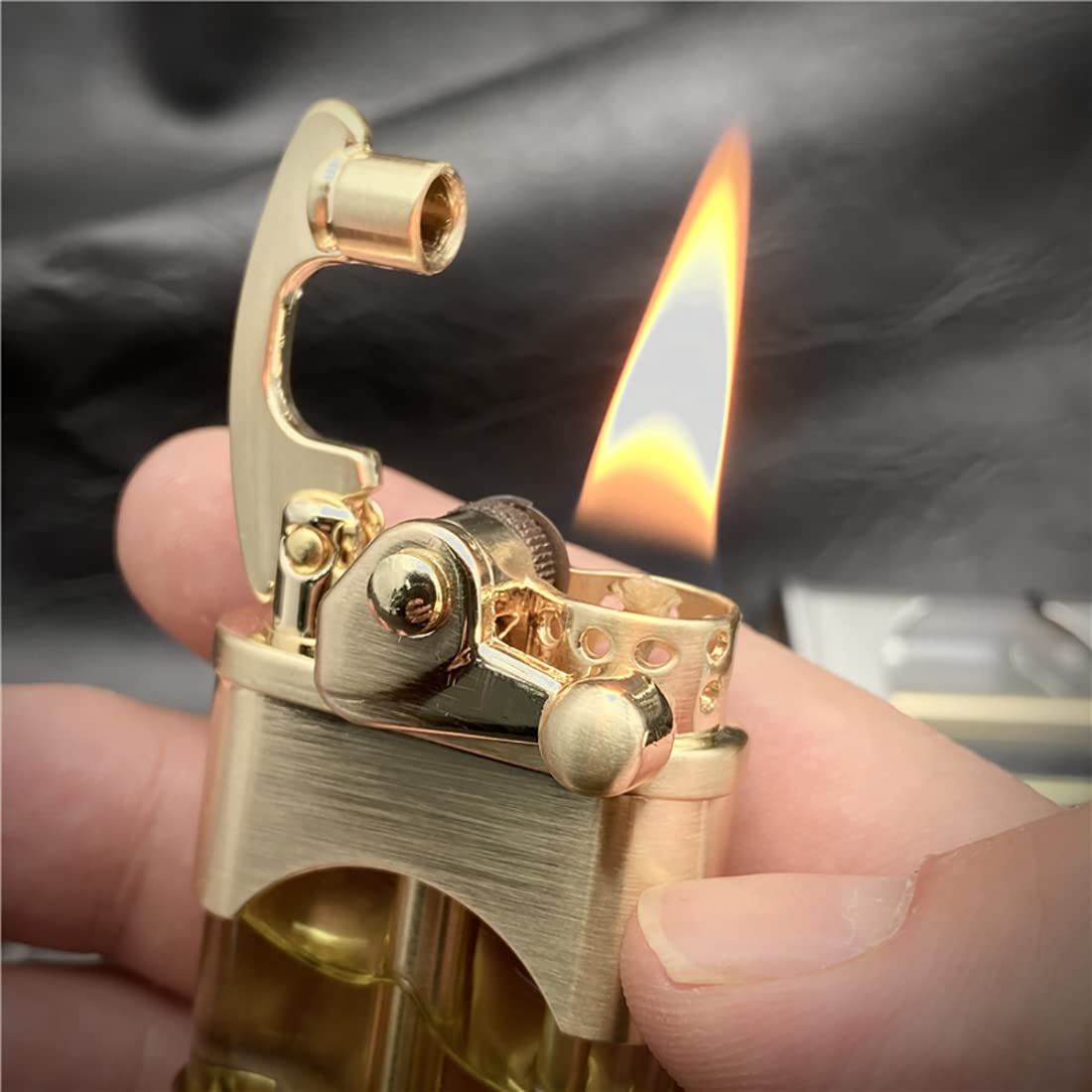 Vintage Lighter,Creative Transparent Bottle Design,Kerosene Lighter,Lighter Unique Birthday Gifts for Men Dad Husband (Black,Medium)
