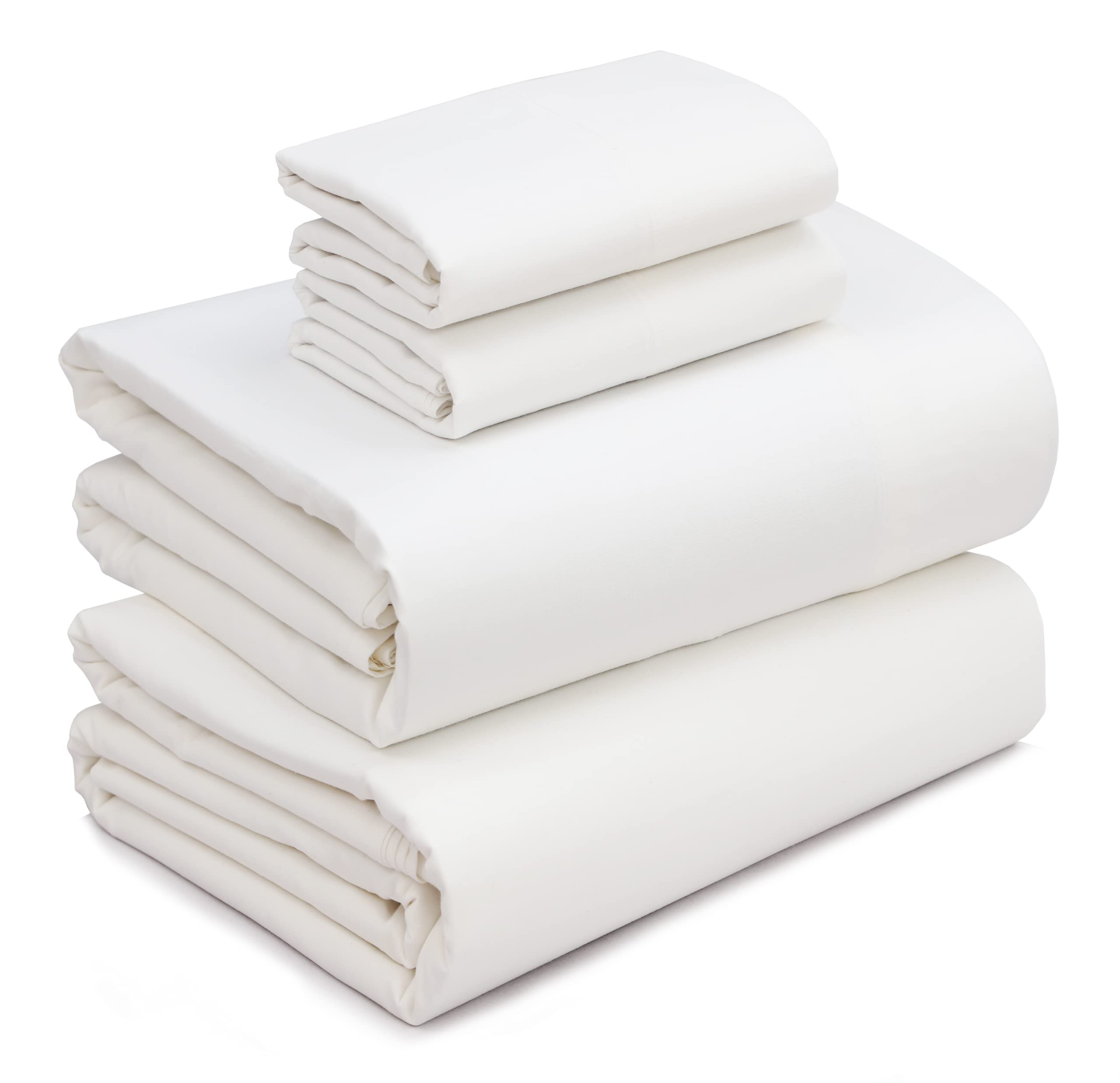 RUVANTI 100% Cotton Sheets for Full Size Bed - Crispy Cooling Percale Sheets - Breathable & Durable Full Sheet Set - Deep Pocket 16 Inches (Fits up to 18") - Off White - 4 Pieces