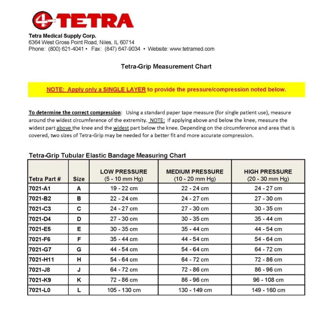 Tetra-Grip Tubular Elastic Support Bandage Size F, 4” x 11 Yd Latex-Free, One 11 yd Roll per Box