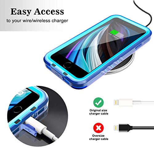SPORTLINK Waterproof Case for iPhone SE 3rd 2022/iPhone SE 2nd 2020/iPhone 7/8 - Full Body Shockproof Dustproof Phone Screen Protector Rugged Waterproof Case for iPhone SE3/SE2/7/8 (Blue)